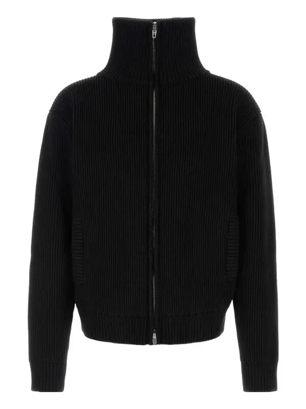 Balenciaga High-neck Knitted Zipped Cardigan - Black
