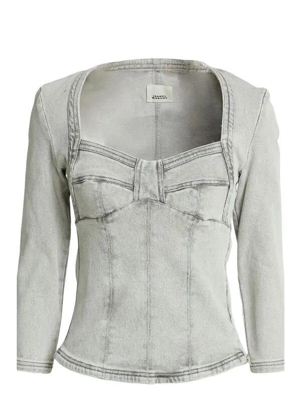 Isabel Marant Étoile Colorful Denim Long-sleeve Top - Grey
