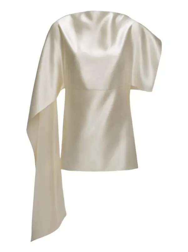 Magda Butrym Asymmetric Draped-sleeve Blouse - Ivory