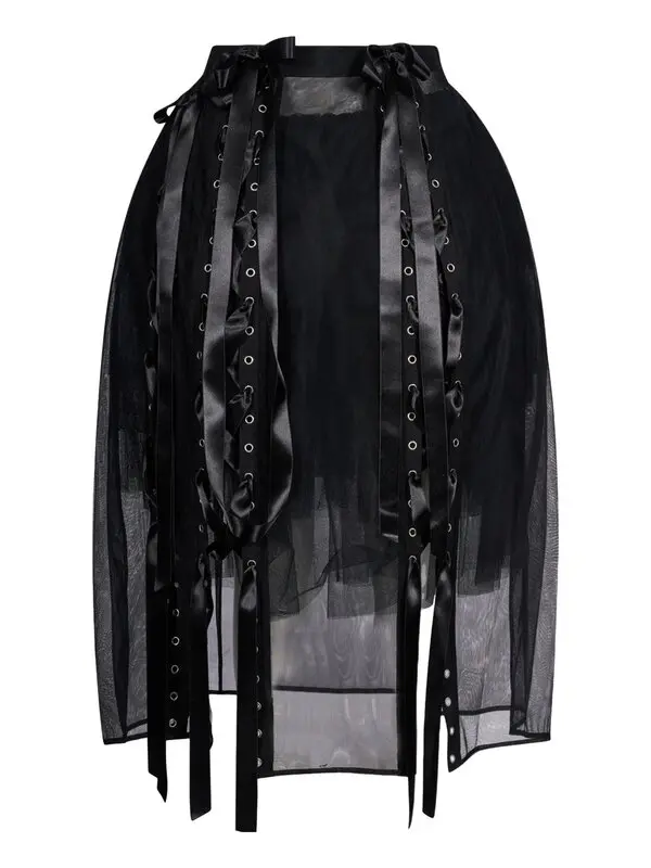 Simone Rocha A-line Skirt With Ribbon Trim - Black
