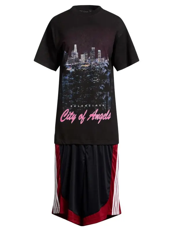 Balenciaga Colorful T-shirt Dress - Black