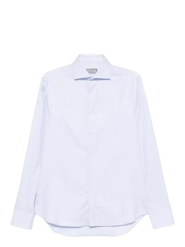 Canali Micro-check Long-sleeve Shirt - Light Blue