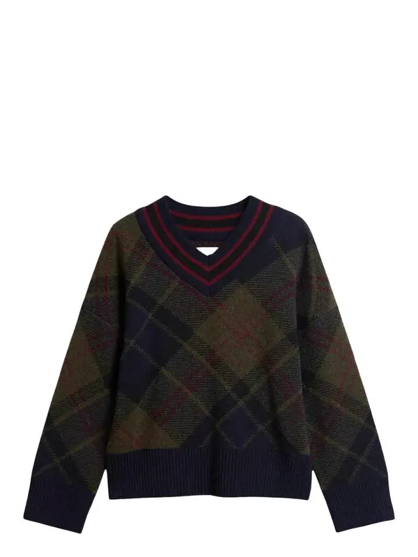 Barbour V-neck Striped Knit Sweater - Black