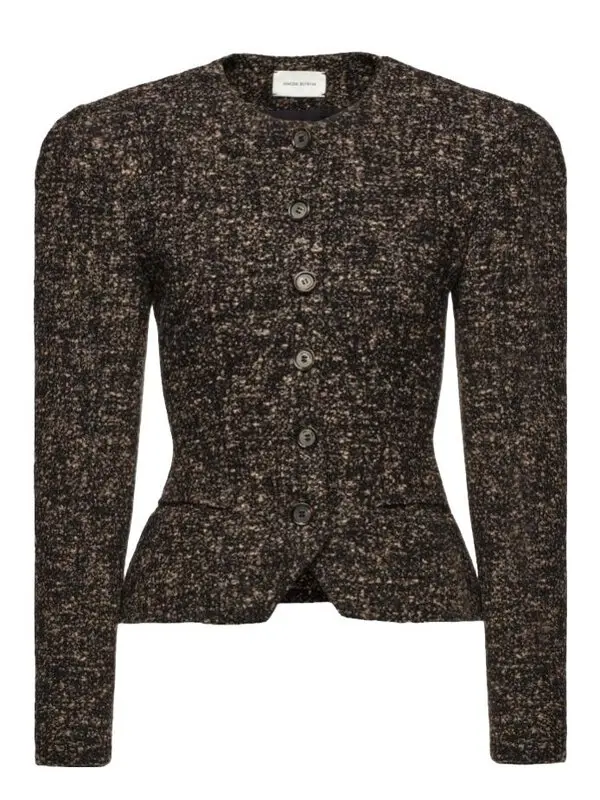 Magda Butrym Fitted Boucle Peplum Blazer - Brown