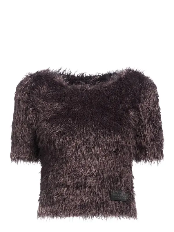 MAISON MARGIELA Minimalist Short-sleeve Knit T-shirt - Brown