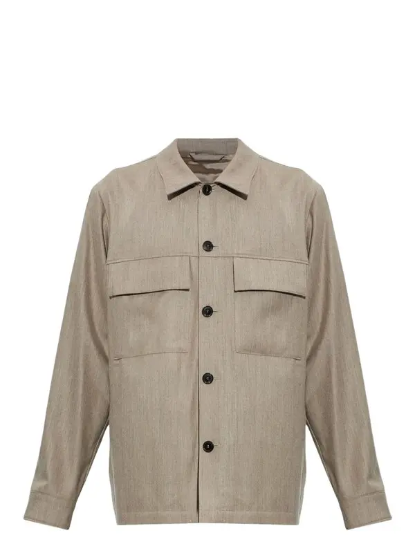 Paul Smith Wool Overshirt With Patch Pockets - Khaki