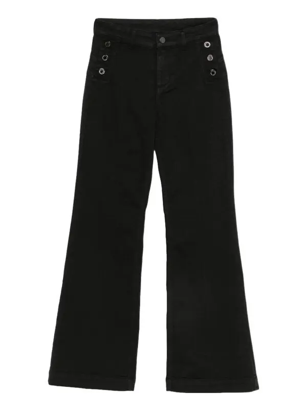 Liu Jo Button-embellished Flared Jeans - Black