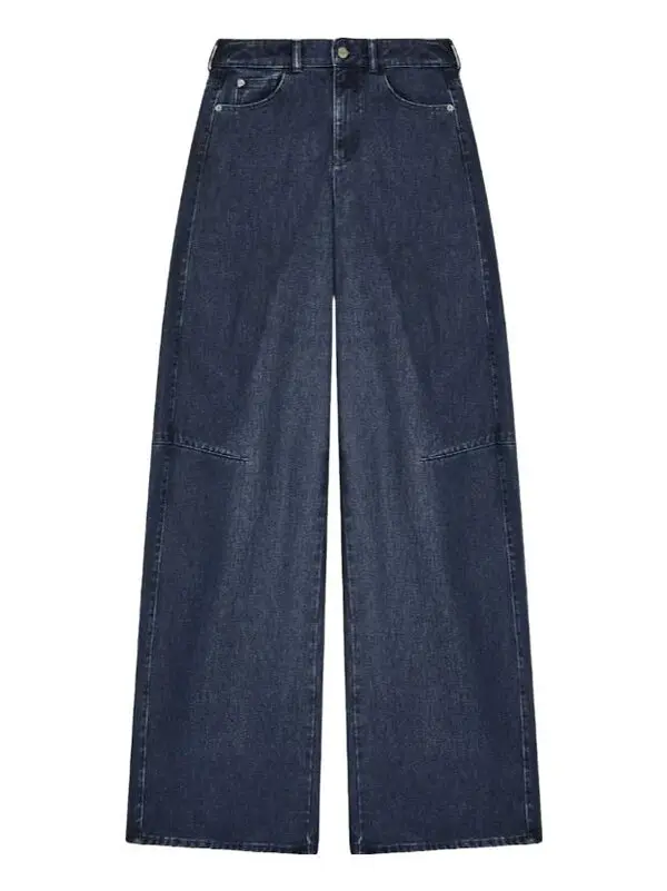 Emporio Armani Wide Fit J5h Jeans In Lyocell Blend Plated Denim - Blue