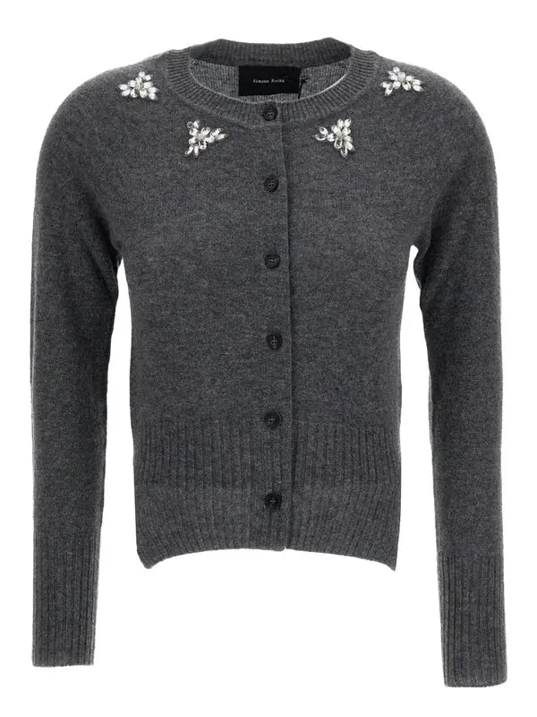 Simone Rocha Embellished Knit Cardigan - Grey
