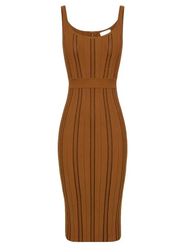 Elisabetta Franchi Origami Knitted Dress - Brown