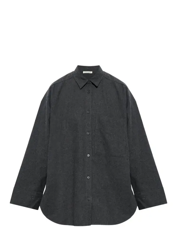 BY MALENE BIRGER Pointed Collar Long-sleeved Shirt - Grey