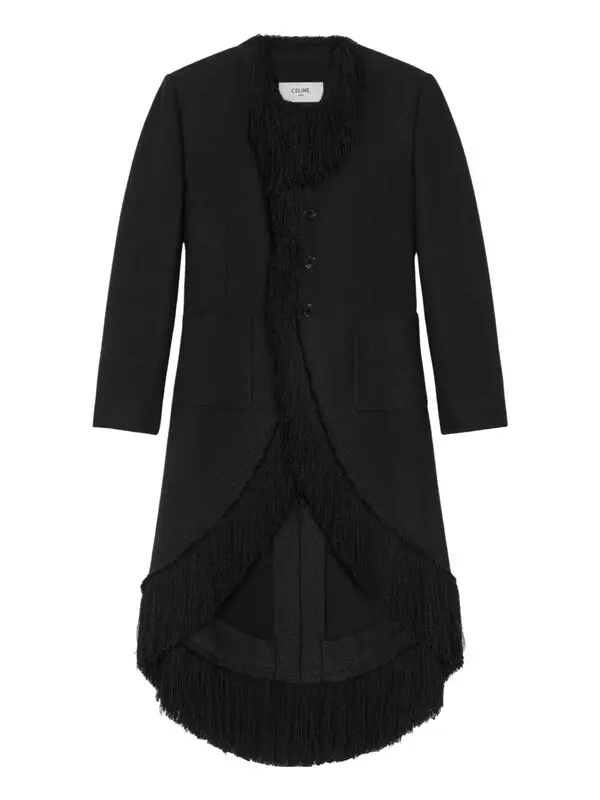 Celine Coat In Viscose And Wool Natt - Black