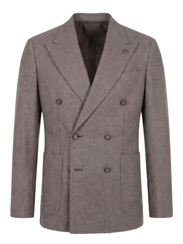 Peserico Double-breasted Twill Blazer - No