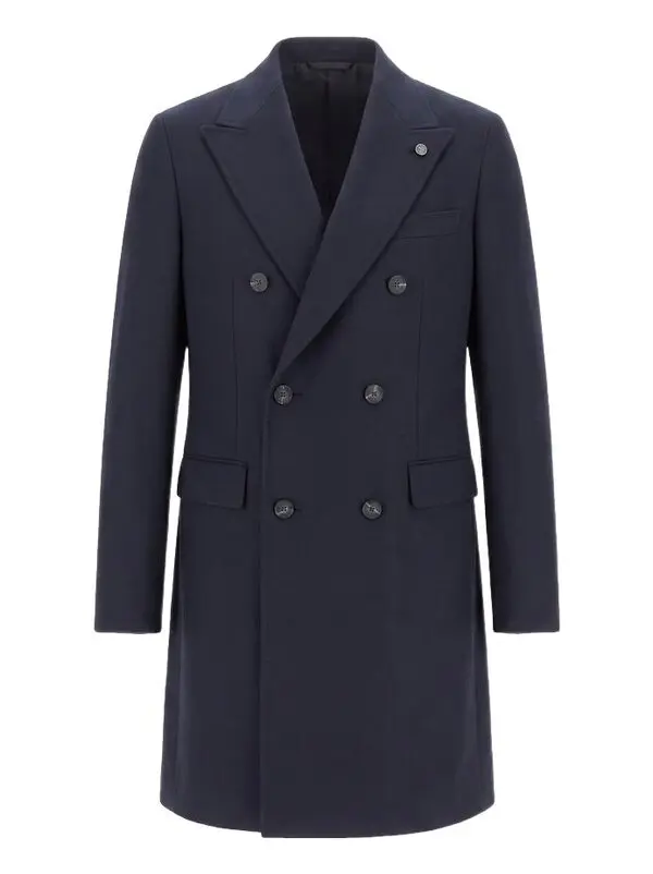 Peserico Long-sleeved Double-breasted Coat - Black
