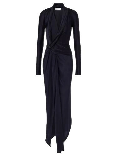 Victoria Beckham Lea Draped Silk-trimmed Jersey Maxi Dress - No