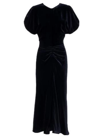 Victoria Beckham Bela Gathered Velvet Midi Dress - Black
