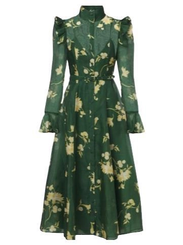 LEO Katrina Floral Linen And Silk Midi Dress - No