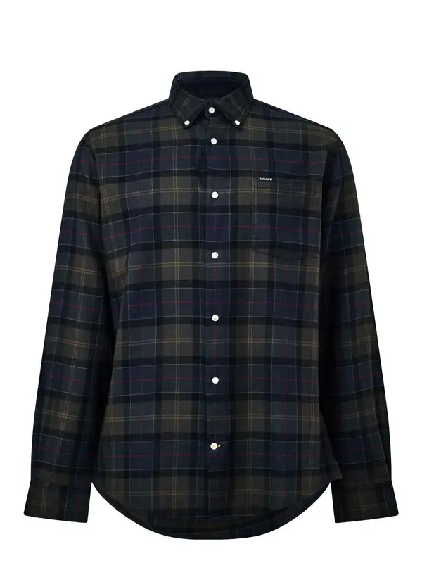 Barbour Buttondown Plaid Long Sleeve Shirt - Black