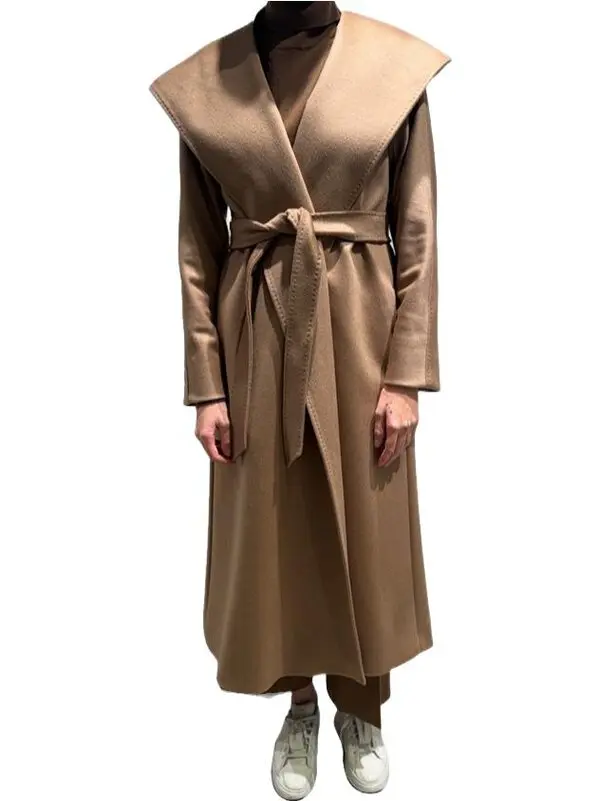 Max Mara Long-sleeved Hooded Coat - Camel
