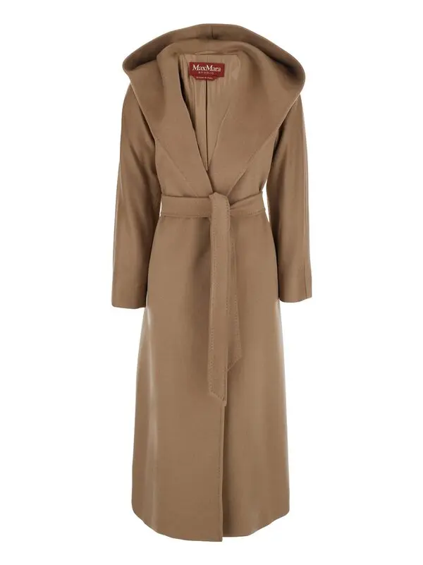 Max Mara Hooded Belted Coat - Camel