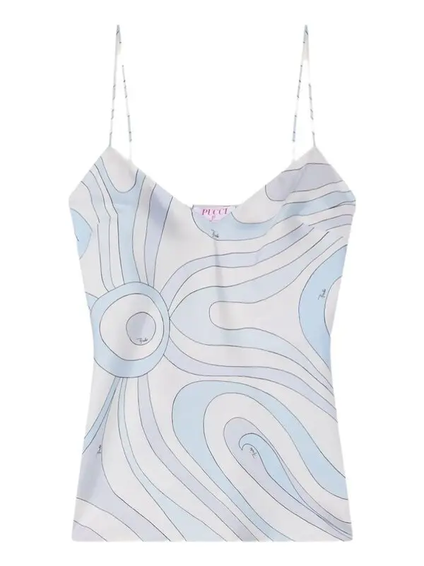 Emilio Pucci Marmo-print Silk Top - Light Blue