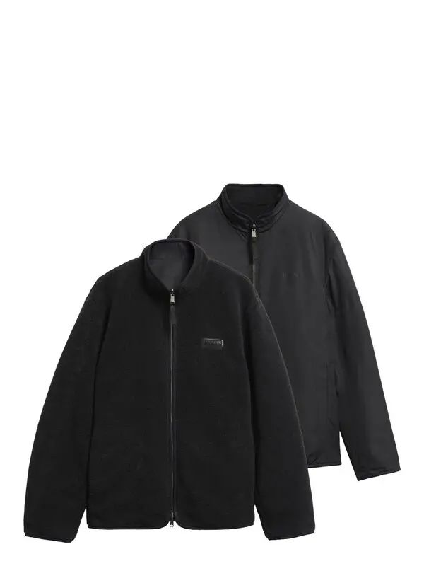 Barbour Reversible Stand Collar Fleece Jacket - Deep Black