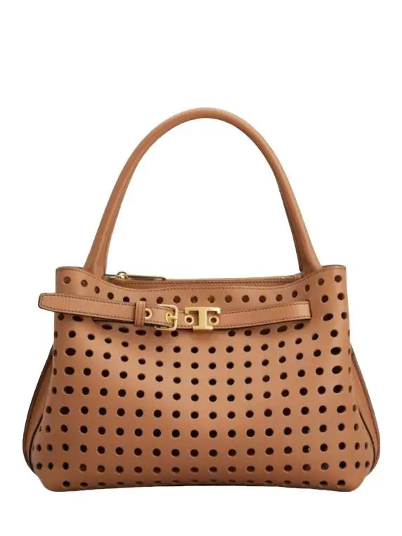 TOD'S Tim Perforated Tote Bag - Brown