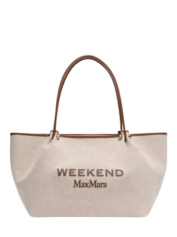 Max Mara Getto Logo Printed Tote Bag - Nude