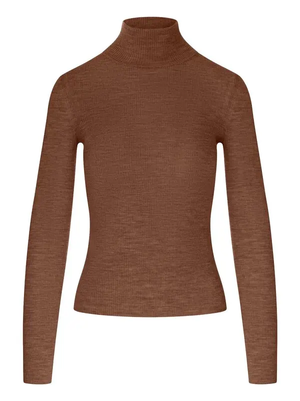 Max Mara Ribbed Fitted Turtleneck Sweater - Volpe
