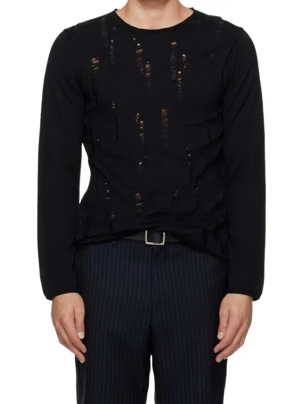 Comme Des Garçons Crew-neck Rolled-edge Knit Top - Black