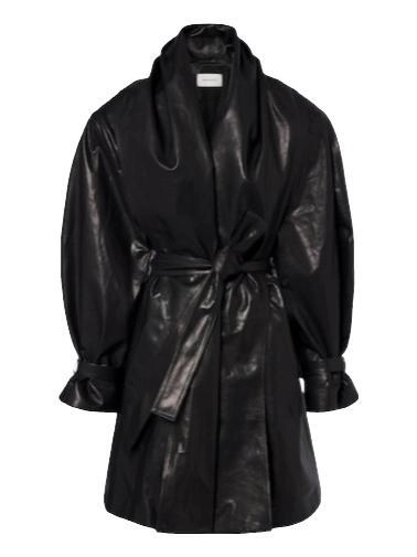 Magda Butrym Belted Draped Leather Jacket - No