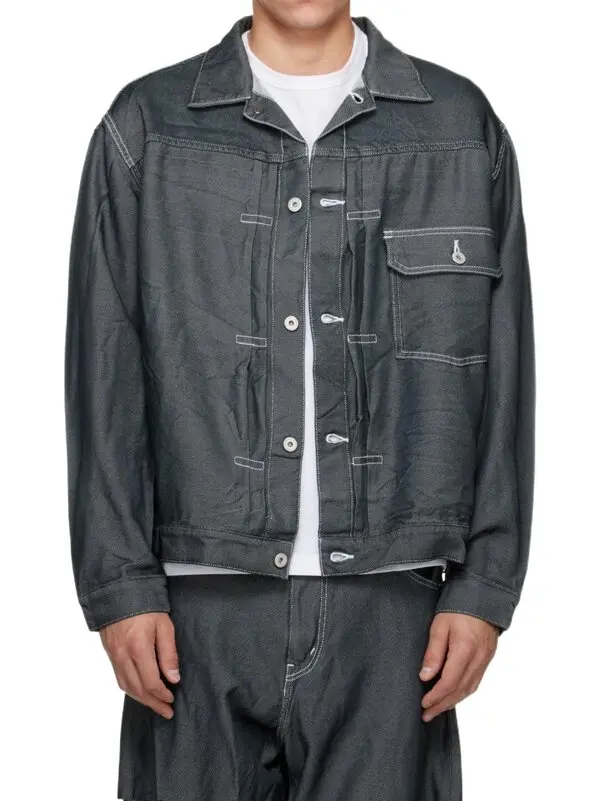 Comme Des Garçons Long-sleeve Denim Jacket - Grey