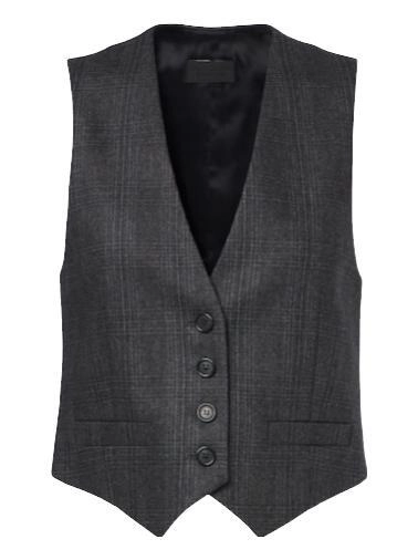 NILI LOTAN Ismael Checked Wool And Cashmere Vest - Black
