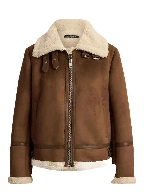 Ralph Lauren Buckle-trim Faux-suede Jacket - Brown