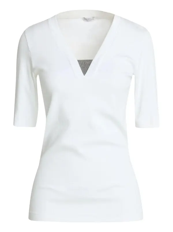 Brunello Cucinelli V-neck T-shirts - White