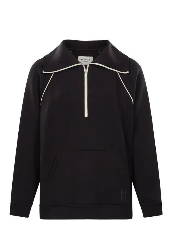 Max Mara Contrast Trim Half Zip Knitted Sweater - Black