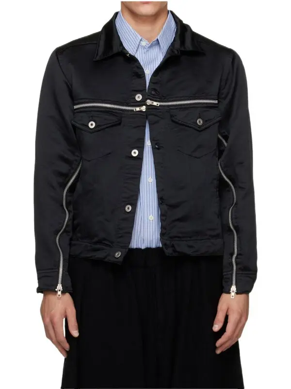 Comme Des Garçons Zip-detail Button-up Jacket - Black