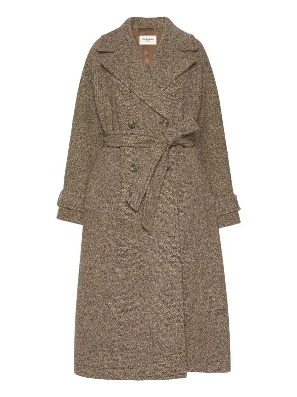 Max Mara Long Tweed Coat - Brown