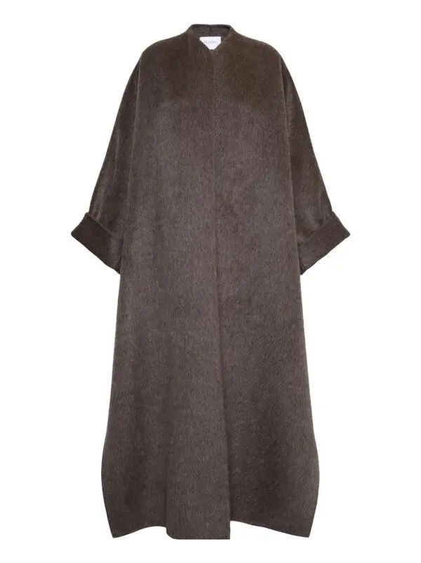 Max Mara Febo Long Collarless Coat - Mud