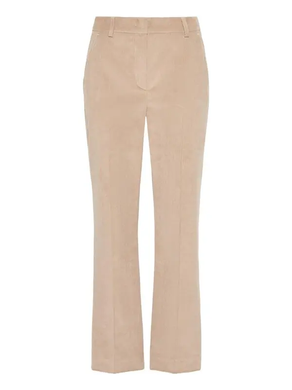 Max Mara Cotton Velvet Cropped Trousers Sand - Sand-colored