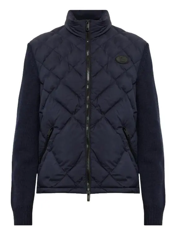 Burberry Knit-sleeved Quilted Jacket - Navy