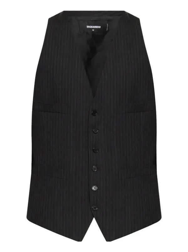 Dsquared2 Striped Buttoned Vest - Gray