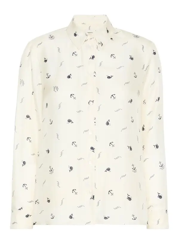 Max Mara Printed Silk Shirt - Ivory