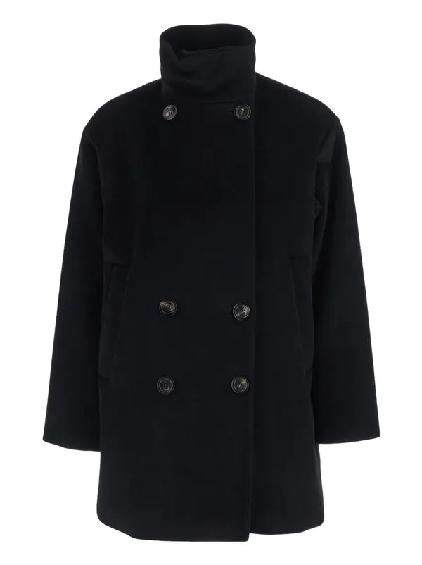 Max Mara Mstmaroso Double-breasted Coat - Black