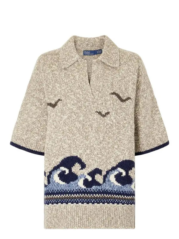 Polo Ralph Lauren Intarsia-knit Cotton And Wool-blend Sweater - Neutrals