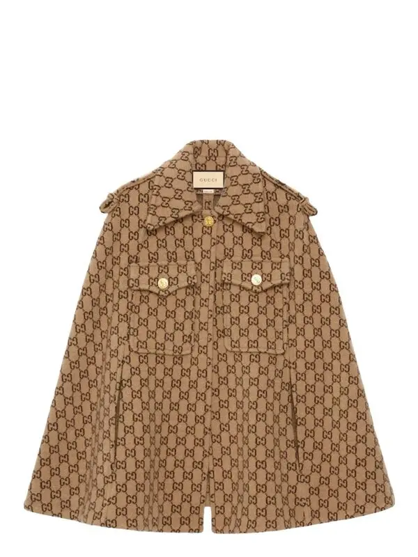 Gucci Gg Wool Cape - Brown