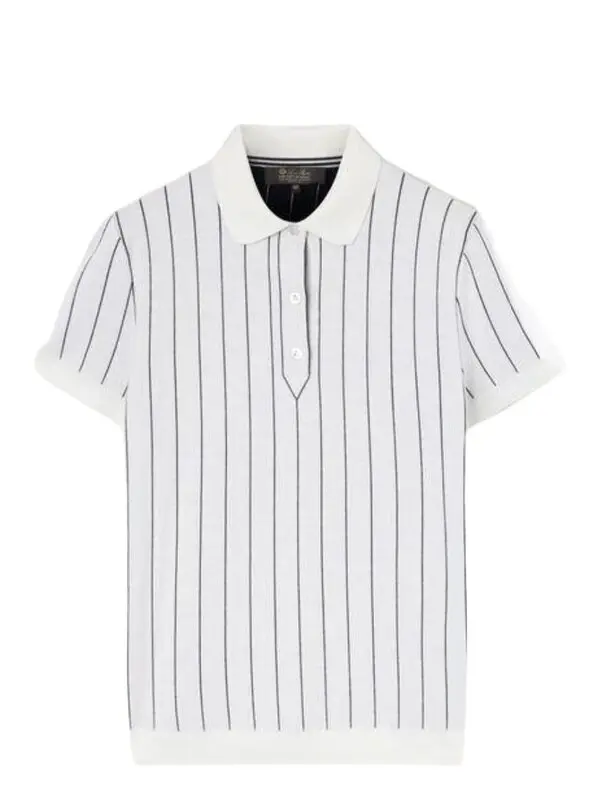 Loro Piana Striped Wool Polo Shirt - White