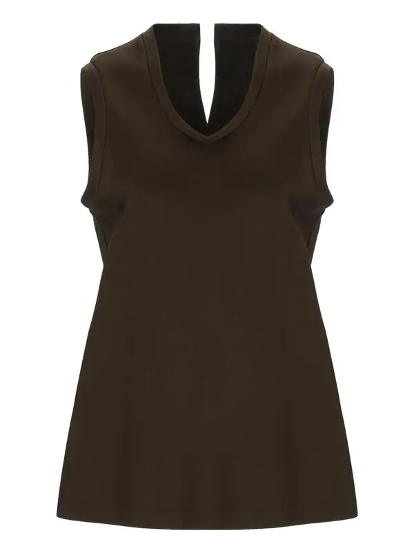 Carven Sleeveless Split-neck Top - Brown