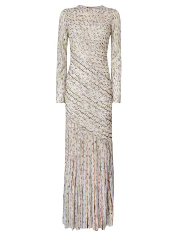 Missoni Pleated Long-sleeved Maxi Dress - Multicoloured