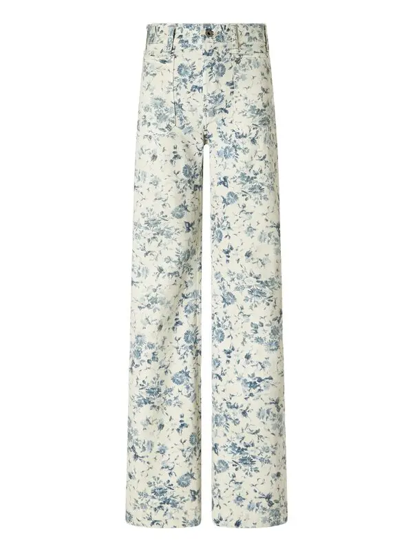 Ralph Lauren Floral-print High-rise Straight-leg Jeans - White